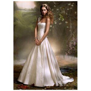 JLM Couture Lazaro | Dresses | Ivory Silk Lace Shoulder Aline Draping ...